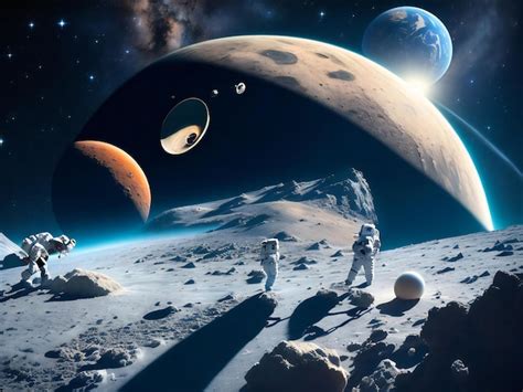 Premium Ai Image Groups Of Astronomy And Astronauts Exploring Planets In Outer Space Ai Generated