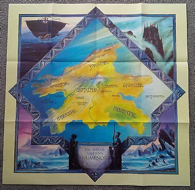 Jrr Tolkien Lord Of The Rings Silmarillion Poster Map Of Numenor John