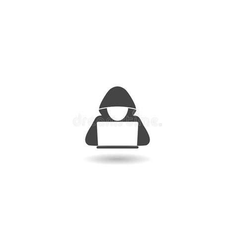 Computer Hacker With Laptop Icon Shadow Stock Vector Illustration Of
