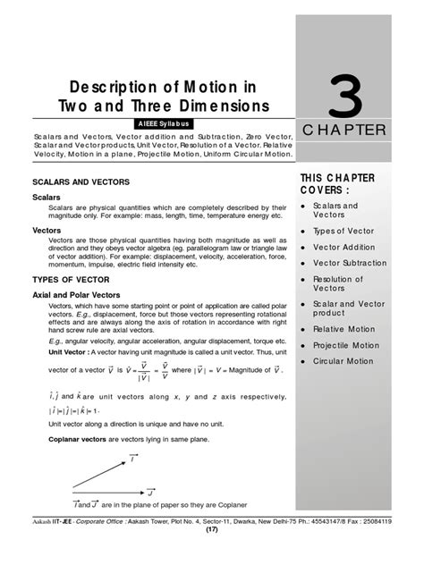 Motion 2d Aakash Pdf Rotation Around A Fixed Axis Euclidean Vector