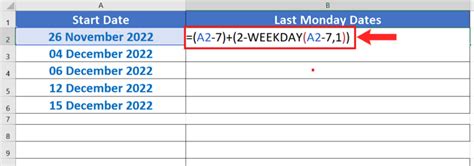 How To Get Last Monday Date In Excel Spreadcheaters
