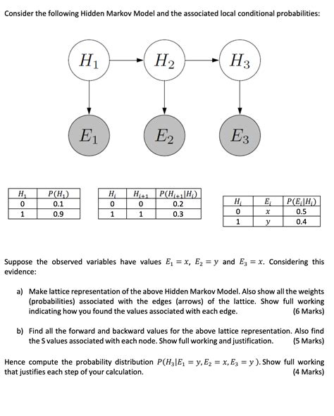 solved consider the following hidden markov model and the