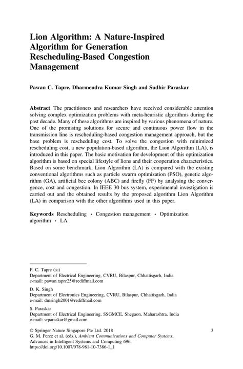 pdf lion algorithm a nature inspired algorithm for generation