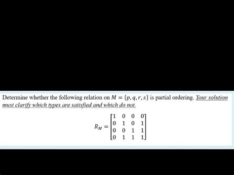 Solved Determine Whether The Following Relation On Chegg Com