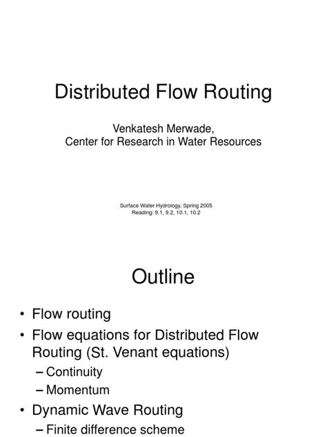 Distributed Flow Routing Venkatesh Merwade Center For Research In