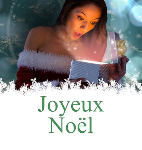 Premium Photo Sexy Santa Girl Opening Gift Against Joyeux Noel