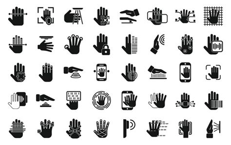 Premium Vector Palm Scanning Icons Set Simple Vector Biometric Signature
