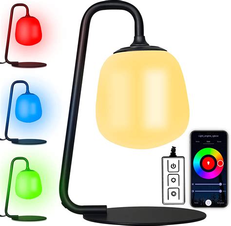 Latitude Run® Smart Table Lamp Glass Shade Dimmable Rgbw App And Button