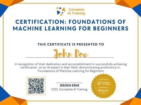 Certification Foundations Of Machine Learning For Beginners