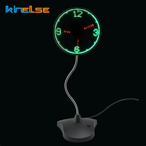 Portable Durable Adjustable USB Gadget Mini Flexible LED Light USB Fan Time Clock Desktop Clock