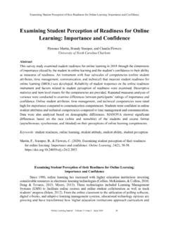 Examining Student Perception of Readiness for Online ... / examining ...
