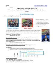 STS Handout Key Pdf All Solutions And Teacher Notes In Blue AP Statistics Handout