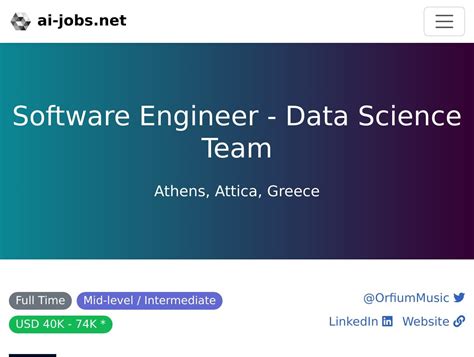 Hiring Software Engineer Data Science Team In Athens Attica