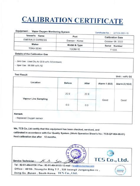 20 4k Vecs O2 Sensor Calibration 8 Oct 22 Pdf