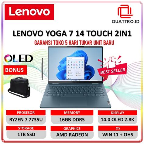 Jual Lenovo Yoga 7 14 OLED 2in1 TOUCH Ryzen 7 7735U 16GB 1TB SSD Win11 OHS 2 8K Shopee Indonesia