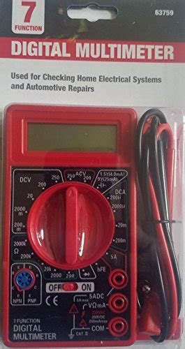 Cen Tech 7 Function Digital Multimeter Reference Maildase