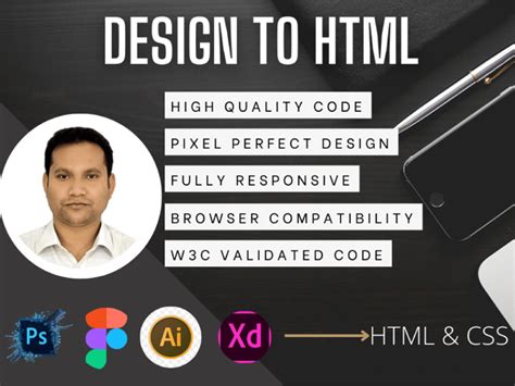 Figma PSD Adobe XD JPEG PNG To HTML Upwork