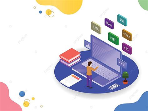 Isometric Design Depicting The Concept Of Software Development And