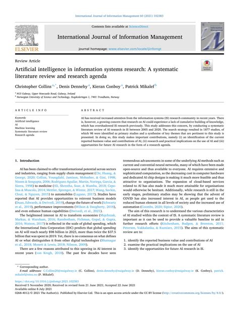 Pdf Artificial Intelligence In Information Systems Research A
