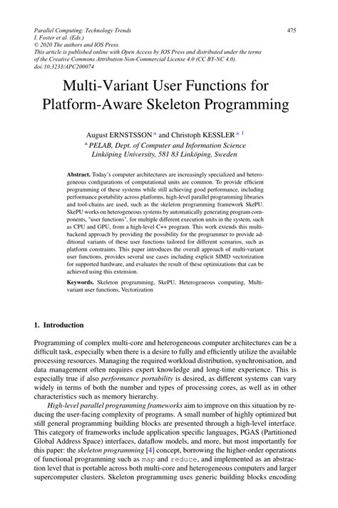 pdf multi variant user functions for platform aware skeleton programming