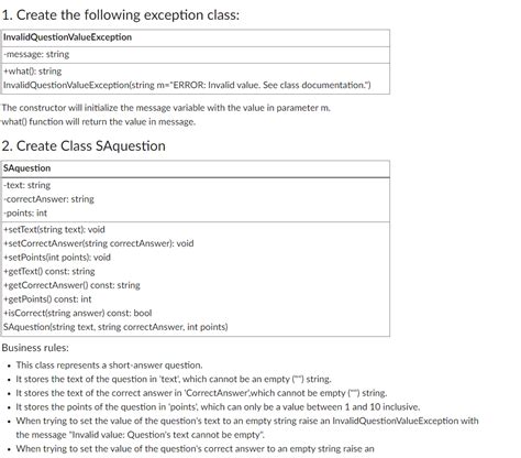 Solved Create The Following Exception Class Invalid Chegg