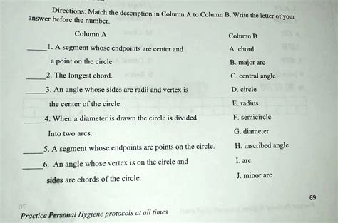 solved directions match the description in column a to column b