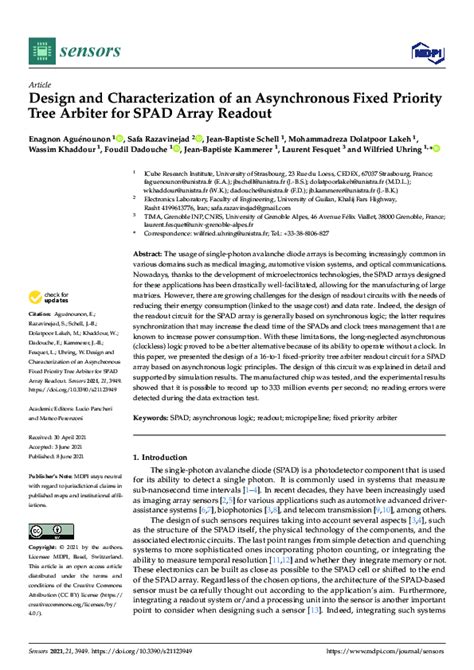 Pdf Design And Characterization Of An Asynchronous Fixed Priority Tree Arbiter For Spad Array