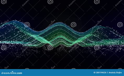 abstract background graph wavy white lines with dots on dark blue