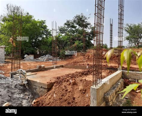 Vertical Of The Metallic Rebars In The Concrete In The Construction Site Stock Photo Alamy