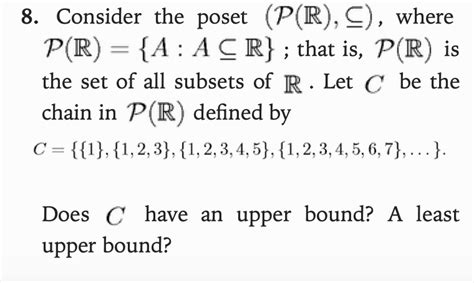 Solved 8 Consider The Poset P R C Where P R A Chegg Com