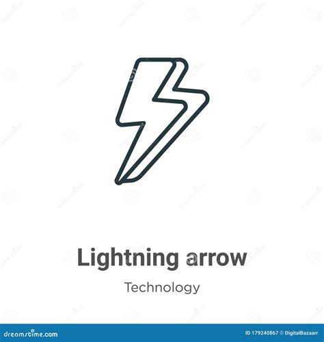 Lightning Arrow Outline Vector Icon Thin Line Black Lightning Arrow