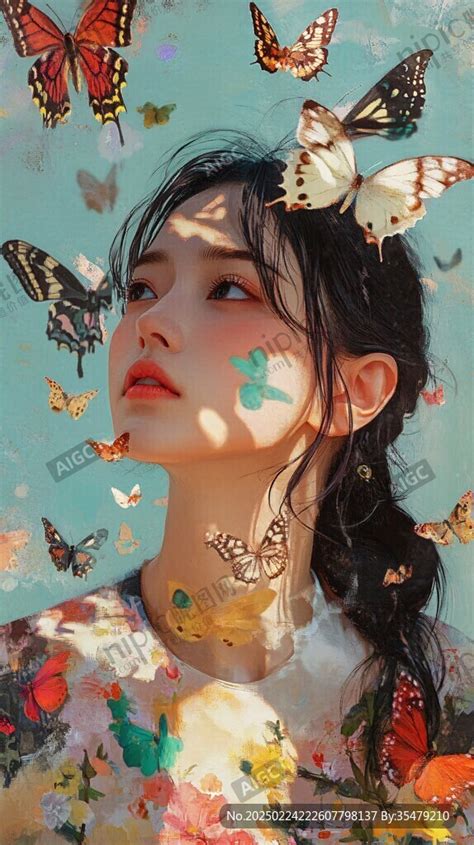 Ai创作图蝴蝶少女 精致女人蝴蝶 创意唯美女孩 高级炫酷蝴蝶印花 蝴蝶盛夏夏天 壁纸人形蝴蝶 插画女孩与蝶 班蝴蝶梦幻光影 植物鲜花蝴蝶 蝴蝶