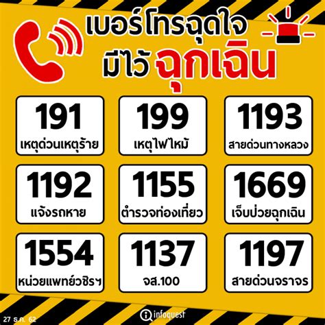 สายด่วน 9 เบอร์ โทรฉุดใจ มีไว้ฉุกเฉิน อินโฟเควสท์