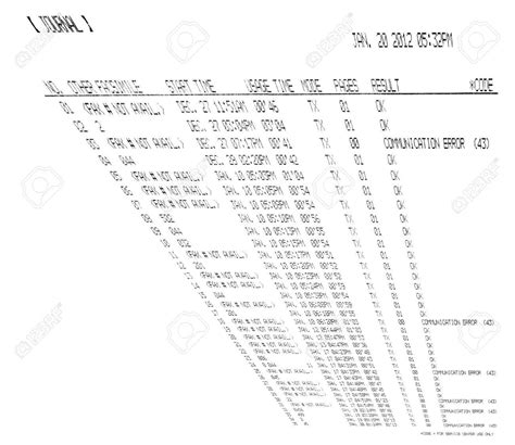 Fax Spreadsheet With Regard To Printed Fax Spreadsheet Isolated On White Background Modern