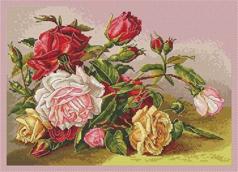 Vintage Garden Roses Cross Stitch Pattern Code Ab 071 Bananistitchery
