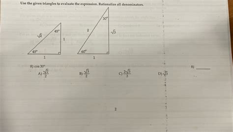solved use the given triangles to evaluate the expression