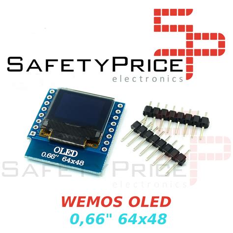 modulo shield oled 0 66” 64x48 para wemos d1 mini wifi esp8266 i2c