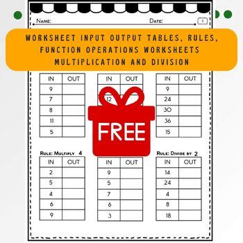 Free Function Tables Multiplication And Division Input Output Tables