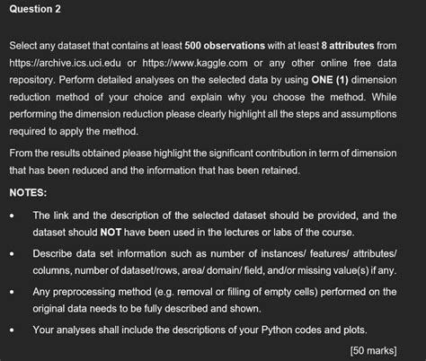 Solved Question 2 Select Any Dataset That Contains At Least