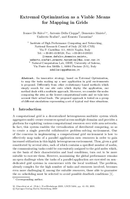 pdf extremal optimization as a viable means for mapping in grids