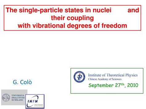 Ppt Particle Vibration Coupling In Nuclei Modern Status And