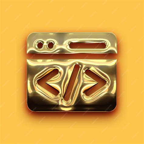 Premium Vector Premium Chrome Gold Web Coding Icon With Customizable Yellow Backdrop