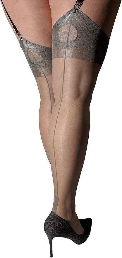 Silk Seamed Stockings With Cuban Heels Fully Fashioned Grey Amazon Co