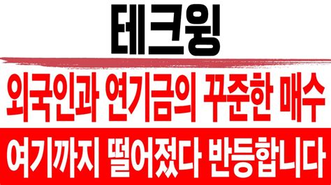 주식 테크윙 외국인과 연기금의 꾸준한 매수 테크윙 테크윙주가 테크윙주가전망 테크윙목표가 Youtube