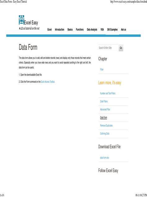 Excel Data Form Easy Excel Tutorial Pdf Microsoft Excel