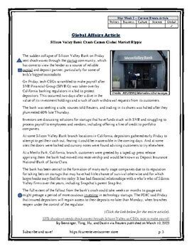 Worldsilicon Valley Bank Crashcurrent Events News Article Reading2023
