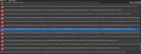 failed to copy library bee artifacts to library scriptassemblies