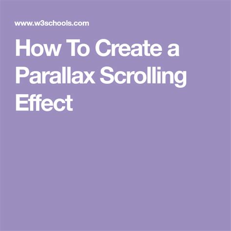 How To Create A Parallax Scrolling Effect