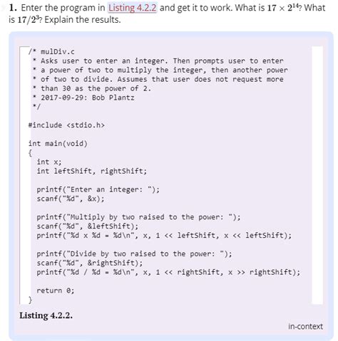solved 1 enter the program in listing 4 2 2 and get it to