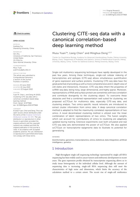 Pdf Clustering Cite Seq Data With A Canonical Correlation Based Deep Learning Method